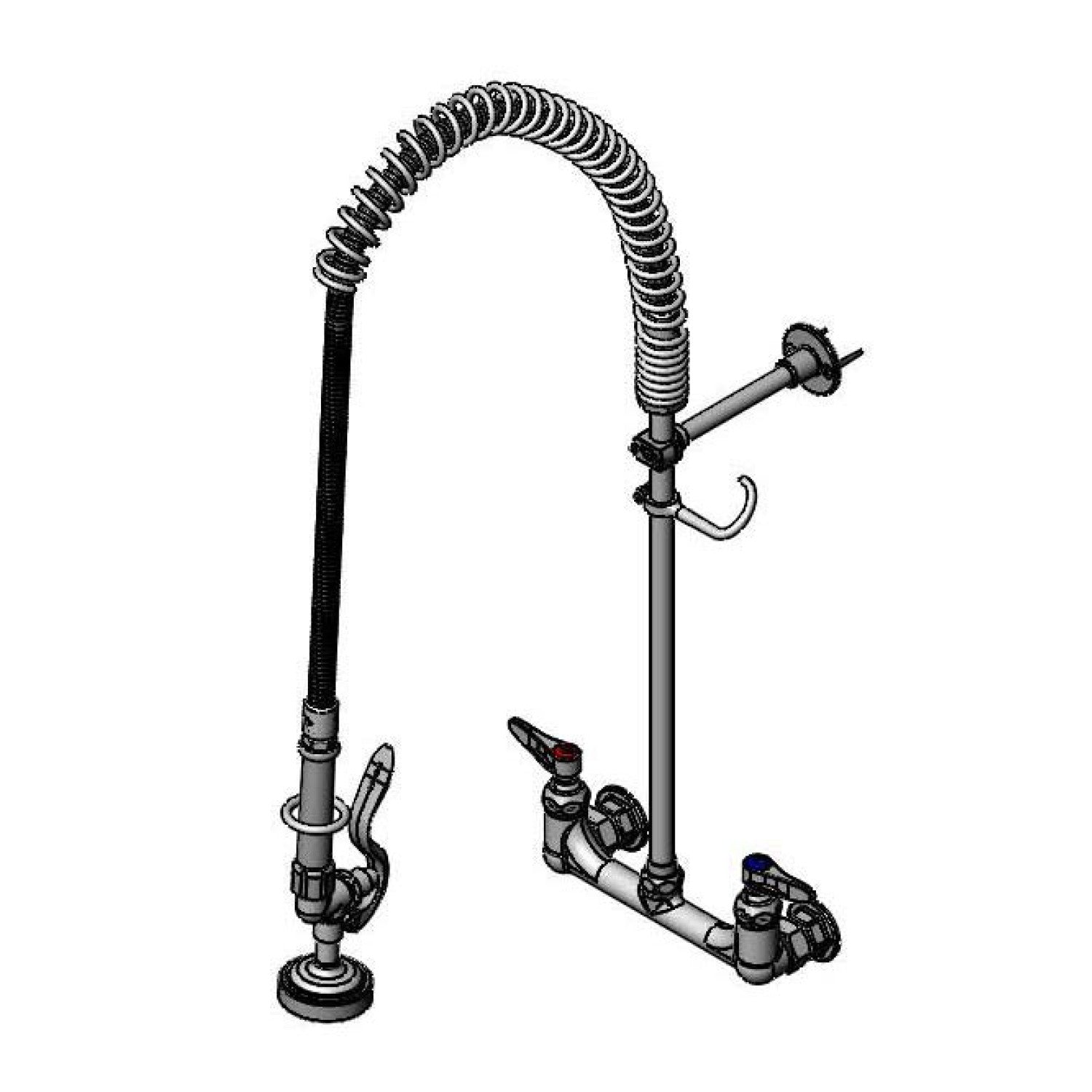 T&S Brass B-0133-BT 8" WallMount Pre-rinse, Supply Stops-Hoses-Elbows ...